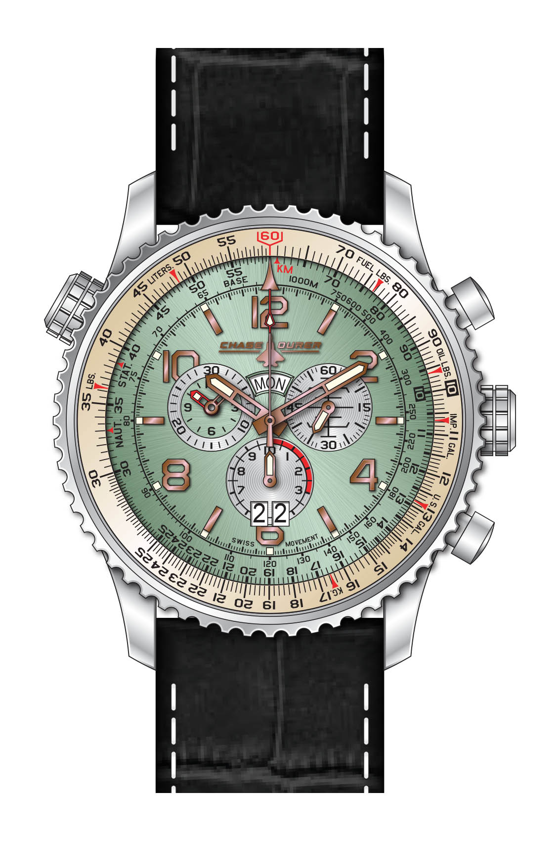 Band for Chase Durer Flight Commander Men CDW-0055 - Invicta Watch Bands