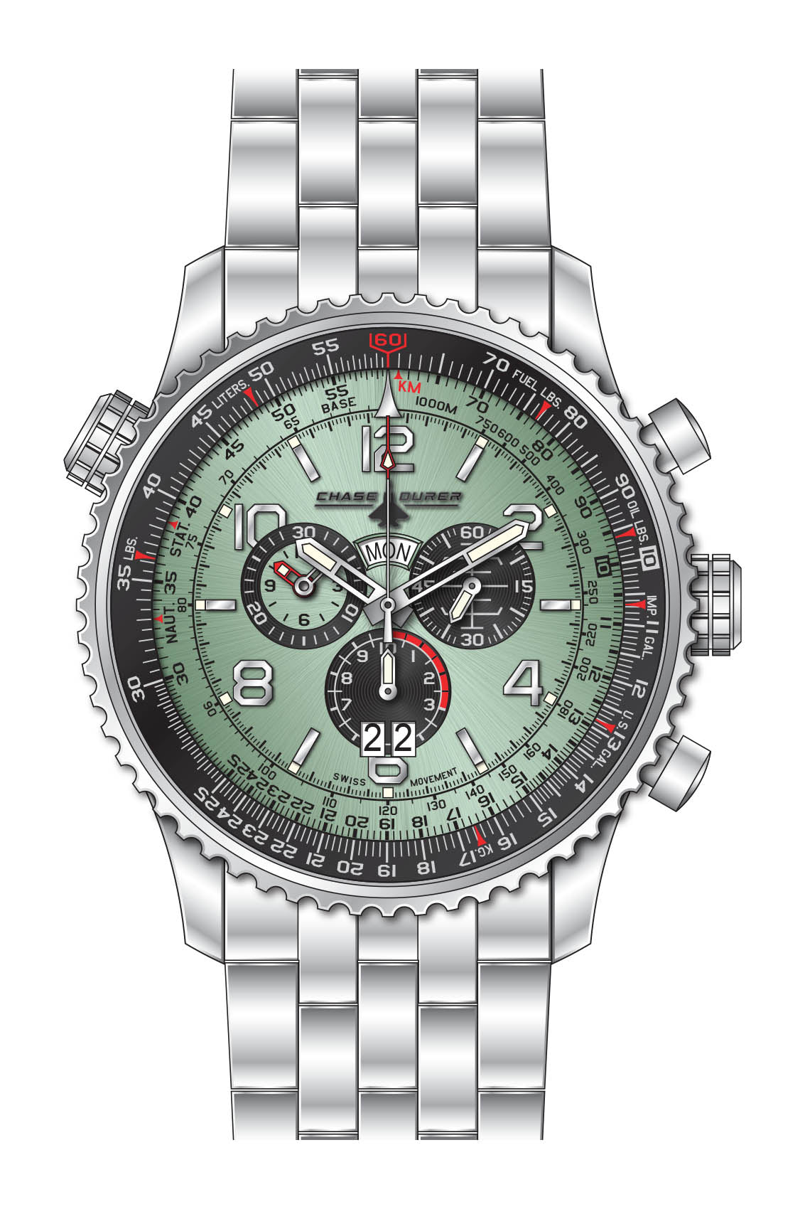 Parts for Chase Durer Flight Commander Men CDW-0052 - Invicta Watch Bands